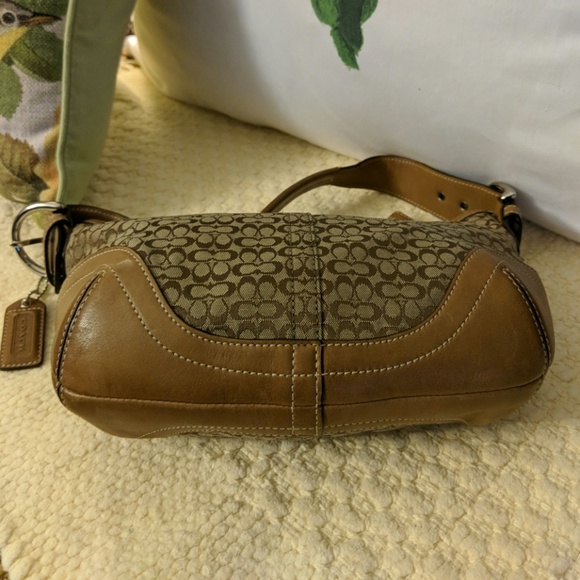 Coach | Bags | Cute Coach Signature Cloth Leather Bag Beige | Poshmark